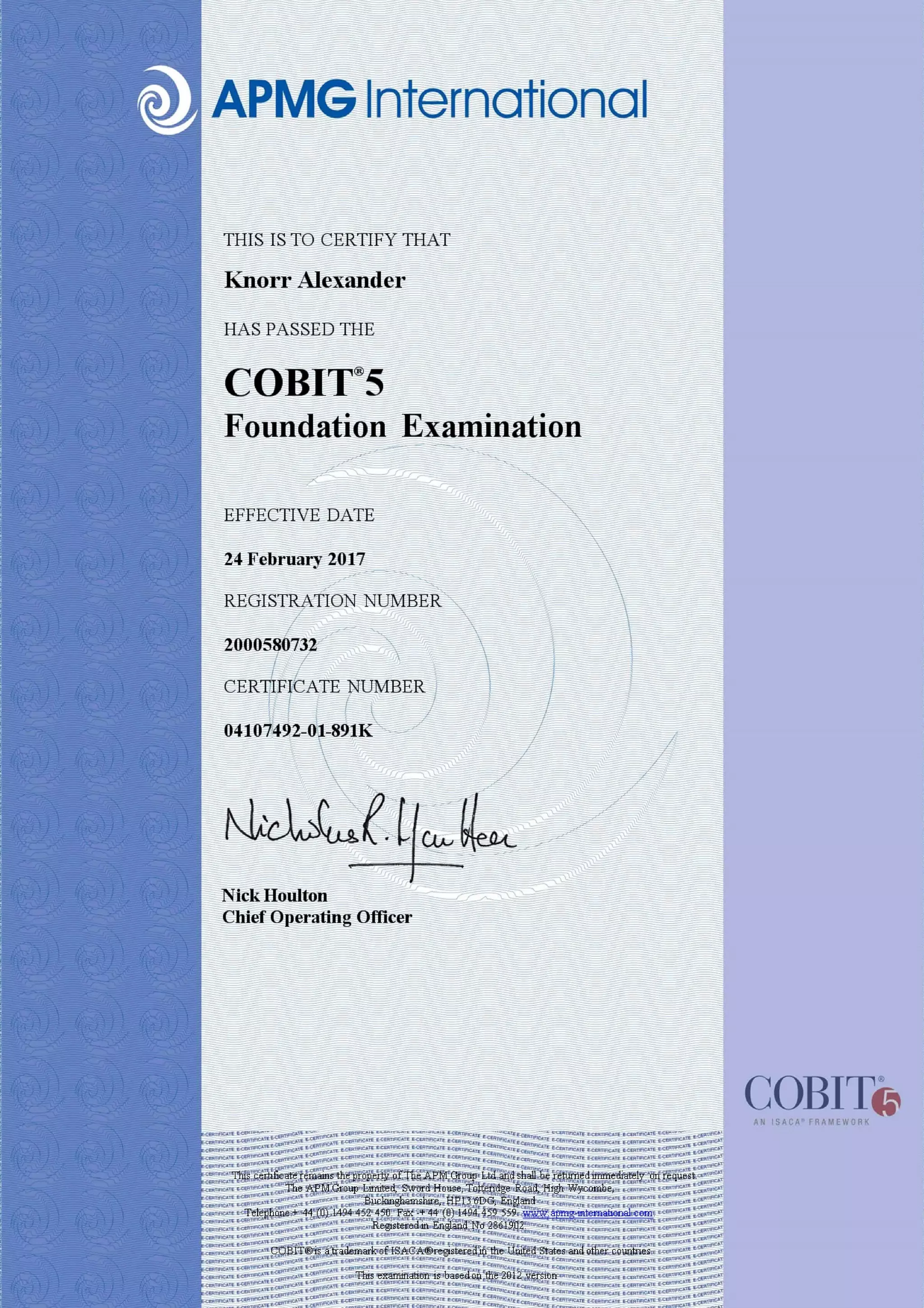 Cobitf5 exam Alexander Knorr | PDF