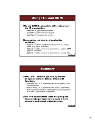 Cobit, itil and cmmi - a tutorial | PDF