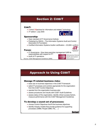 Cobit, itil and cmmi - a tutorial | PDF