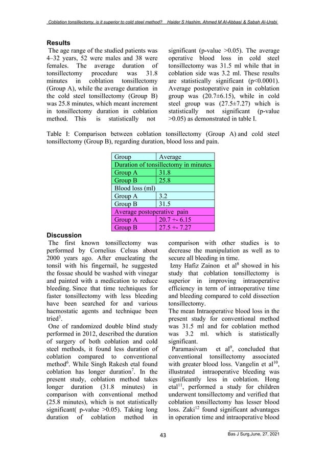 coblation tonsillectomy. is it superior to cold steel method? | PDF