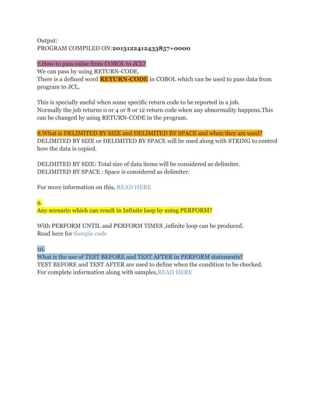 Cobol Interview Questions Pdf