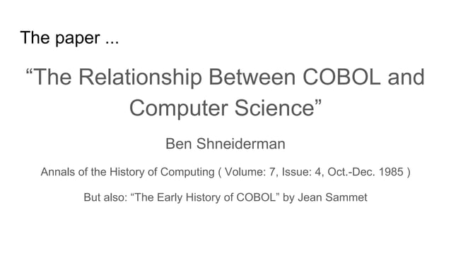 COBOL and Computer Science | PPTX