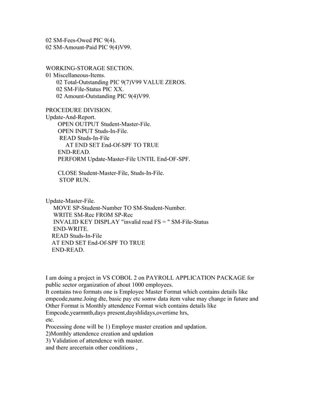 Cobol case study | DOC