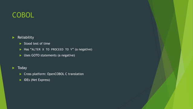 Cobol, lisp, and python | PPT