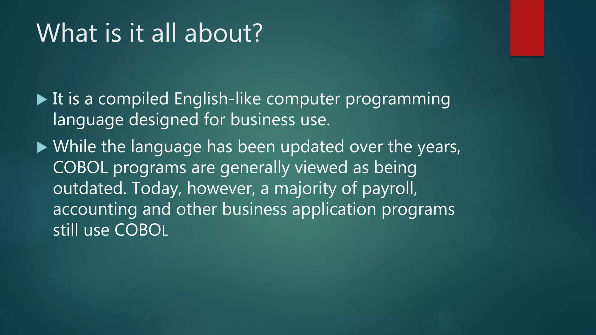 Cobol Programming Language Ppt