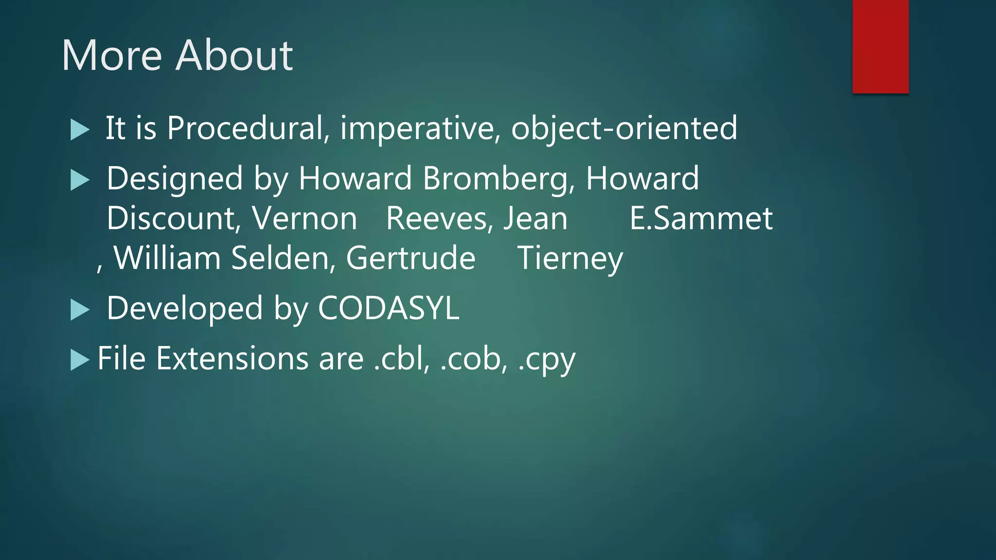 Cobol Programming Language Pptx Programming Languages Computing