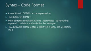 Cobol programming language | PPTX | Programming Languages | Computing