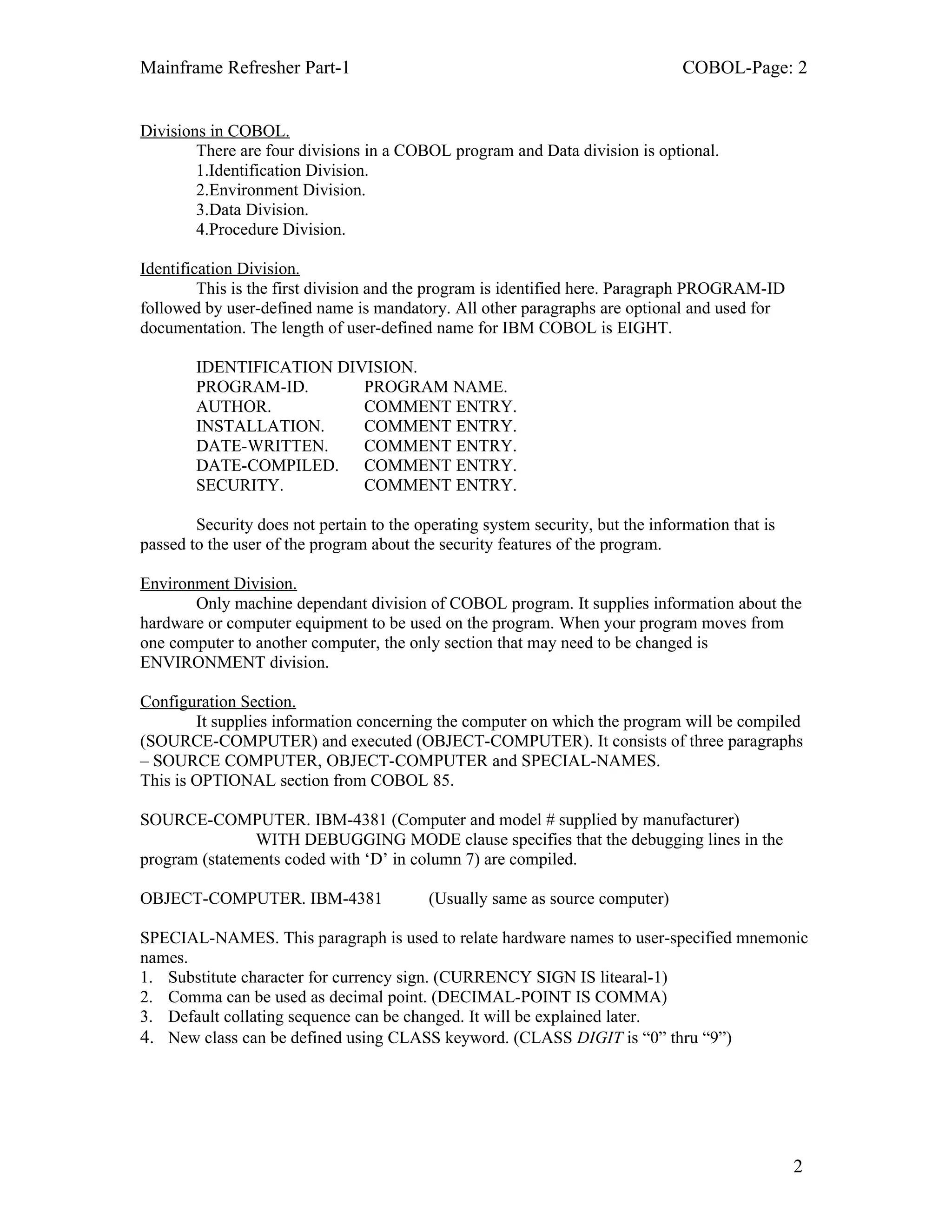COBOL FOR FRESHER | DOC