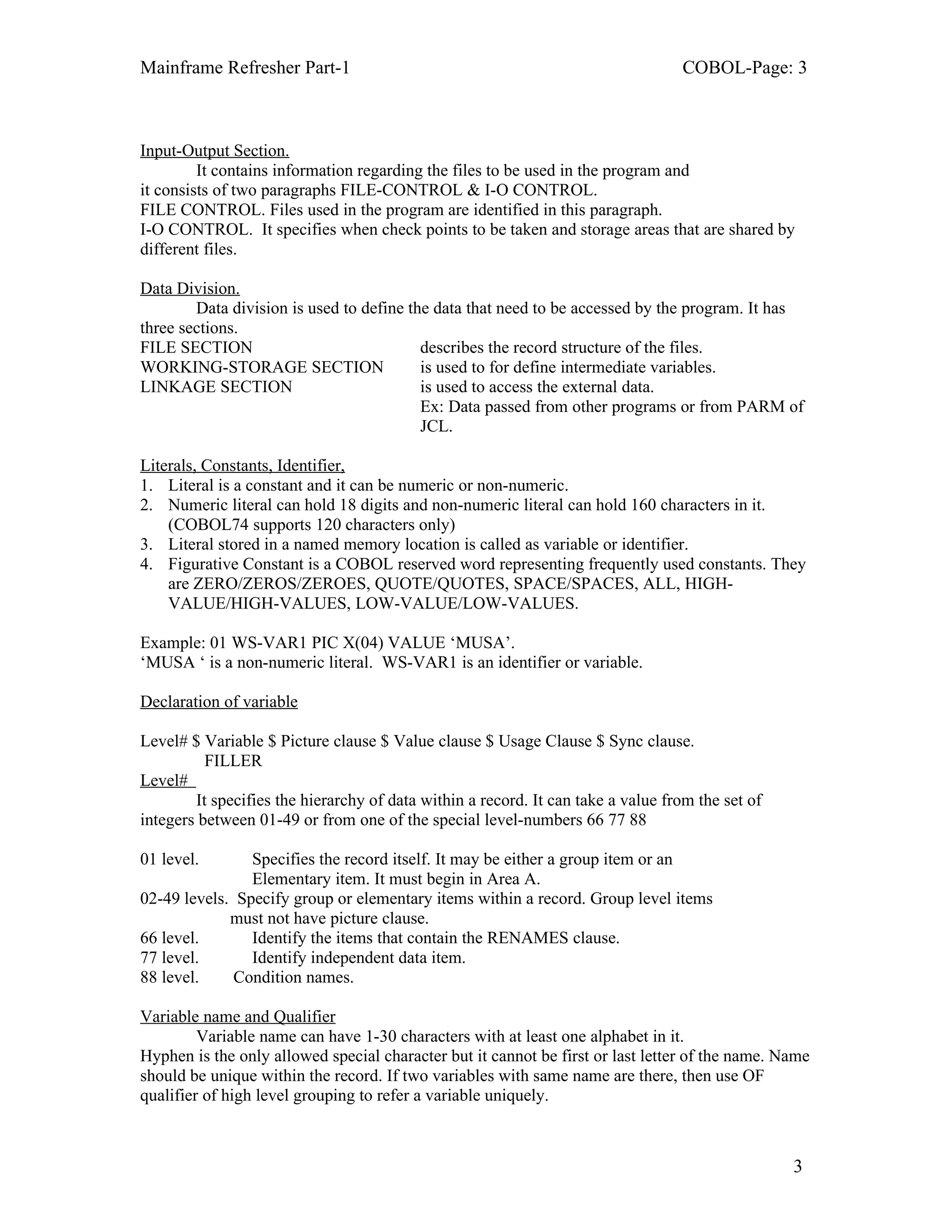 COBOL FOR FRESHER | DOC