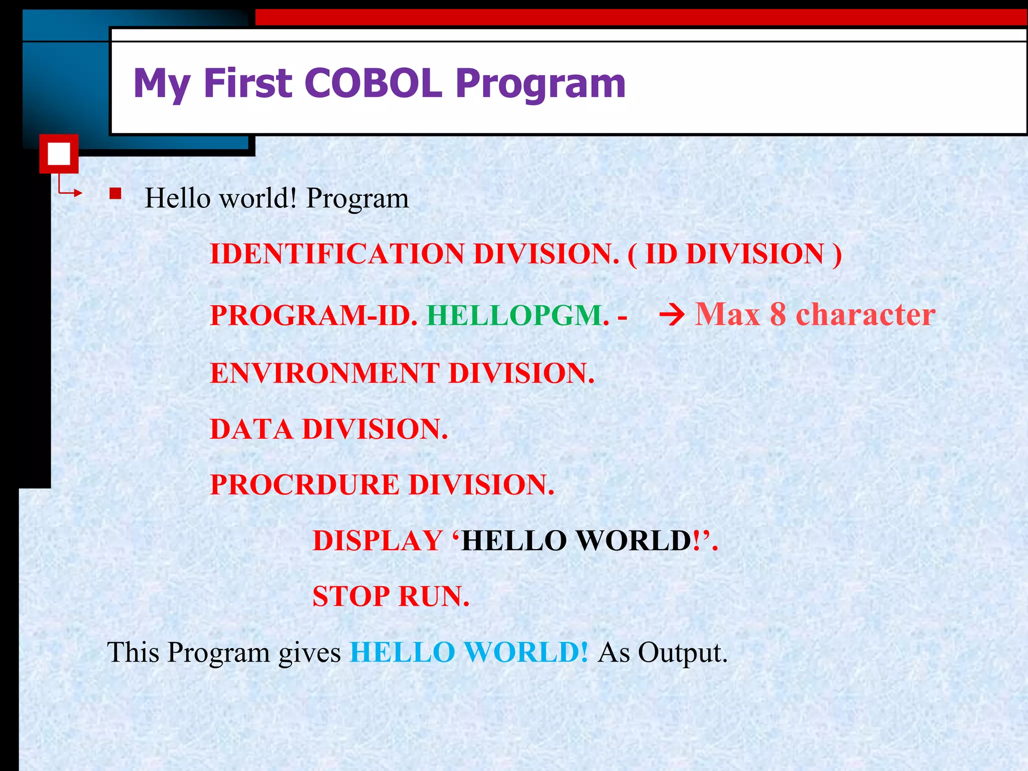 Cobol training class-1 | PPSX