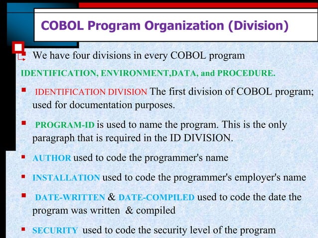Cobol training class-1 | PPT