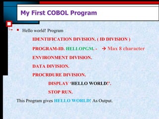 Cobol training class-1 | PPT