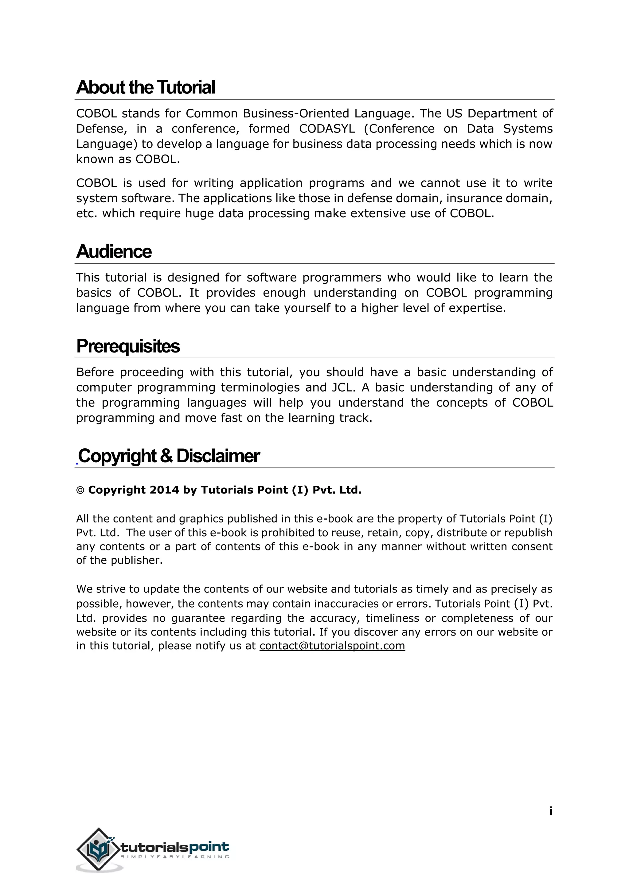 Cobol Tutorial Pdf