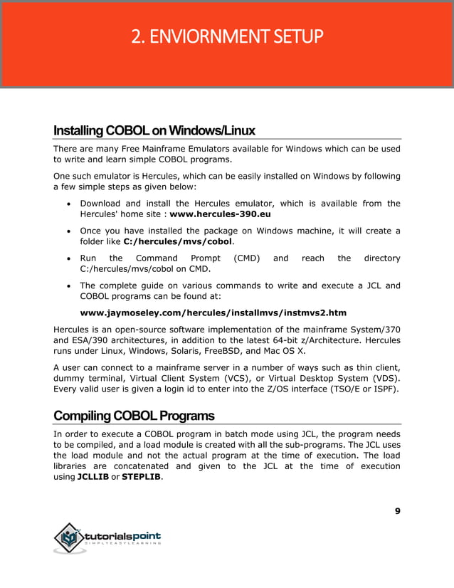 Cobol tutorial | PDF | Programming Languages | Computing