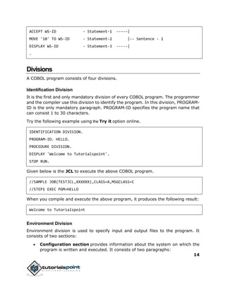 Cobol tutorial | PDF | Programming Languages | Computing