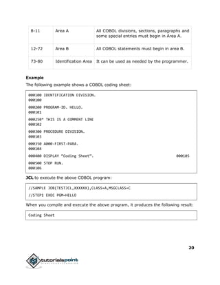 Cobol tutorial | PDF | Programming Languages | Computing