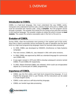 Cobol tutorial | PDF | Programming Languages | Computing
