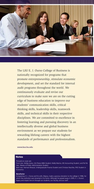 The LSU E. J. Ourso College of Business School Overview and ...