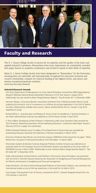 The LSU E. J. Ourso College of Business School Overview and ...