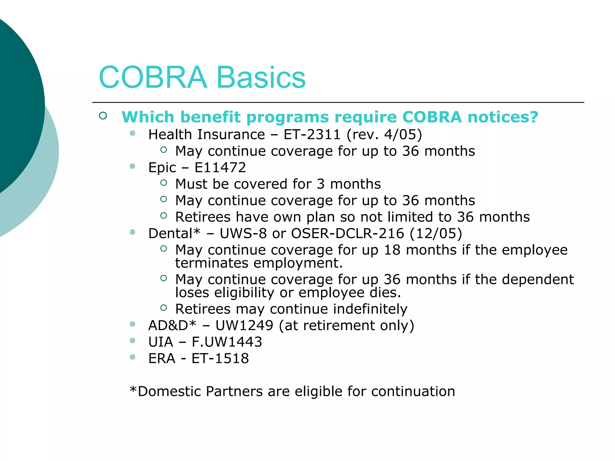 Cobra basics website | PPT | Life Insurance | Insurance