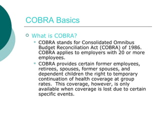 Cobra basics website | PPT | Life Insurance | Insurance