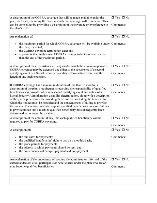 COBRA qualifying event notice checklist | PDF
