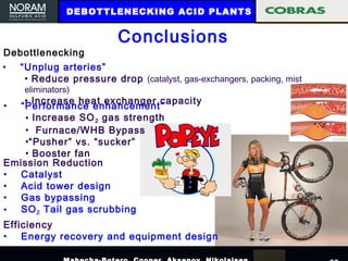 DEBOTTLENECKING METALLURGICAL AND SULPHUR-BURNING SULPHURIC ACID PLANTS ...