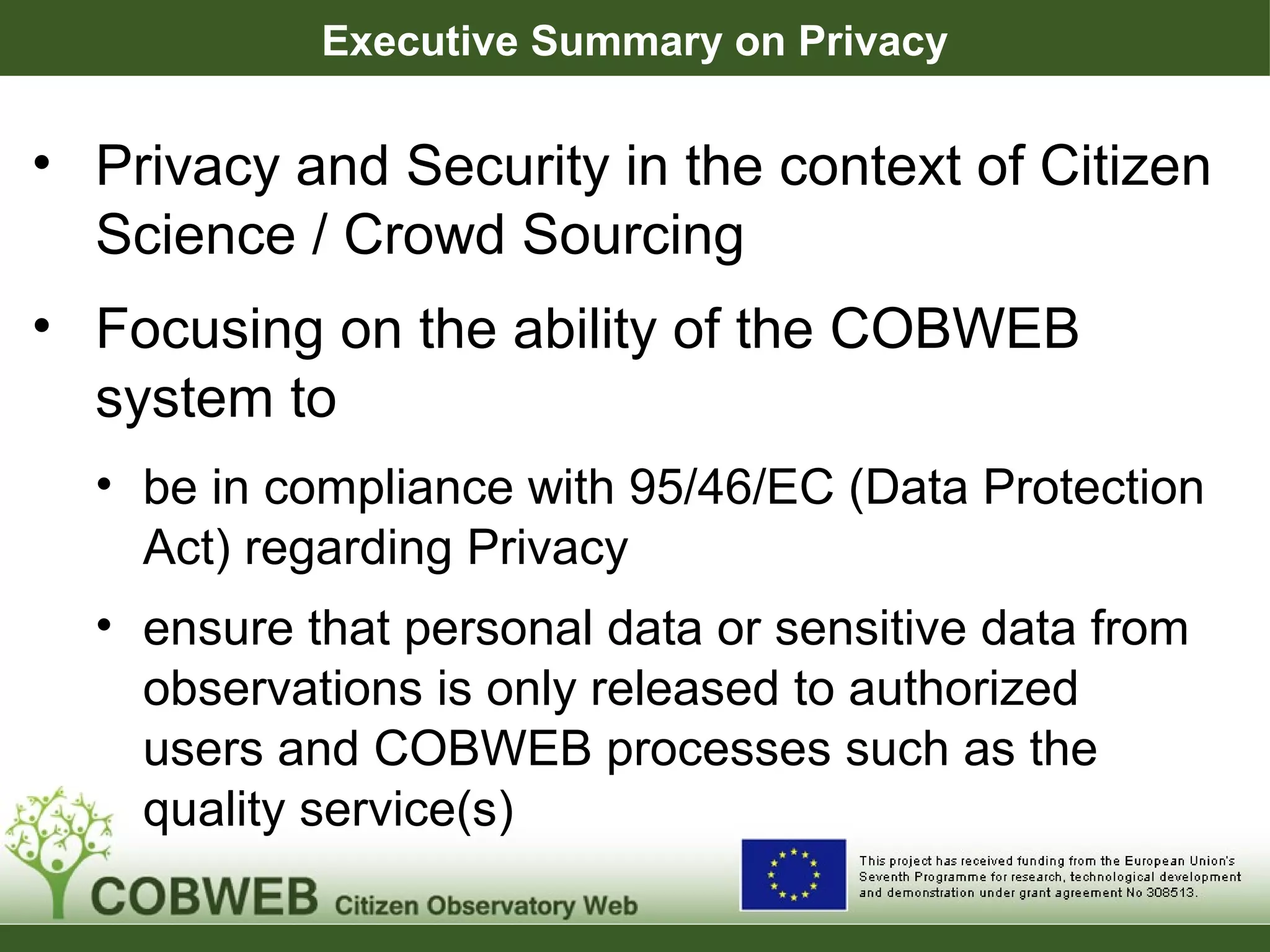 COBWEB: Privacy and Security | PPT