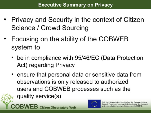 COBWEB: Privacy and Security | PPT