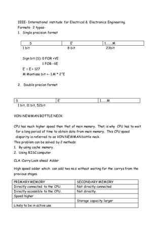 computer organization and architecture notes | PDF