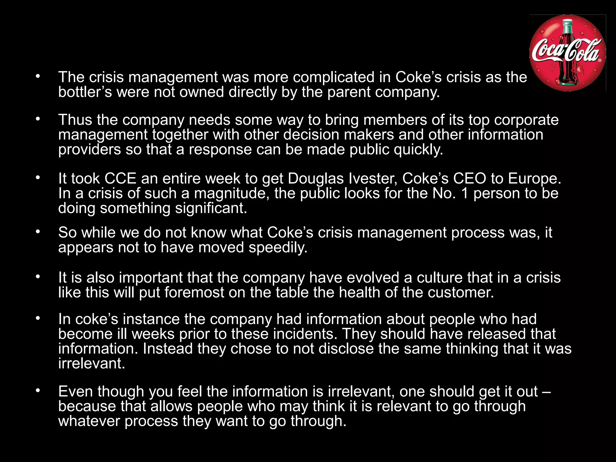 Coca Cola: Belgian PR Crisis | PPT