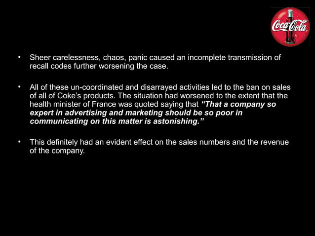 Coca Cola: Belgian PR Crisis | PPT