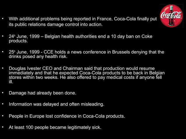 Coca Cola: Belgian PR Crisis | PPT