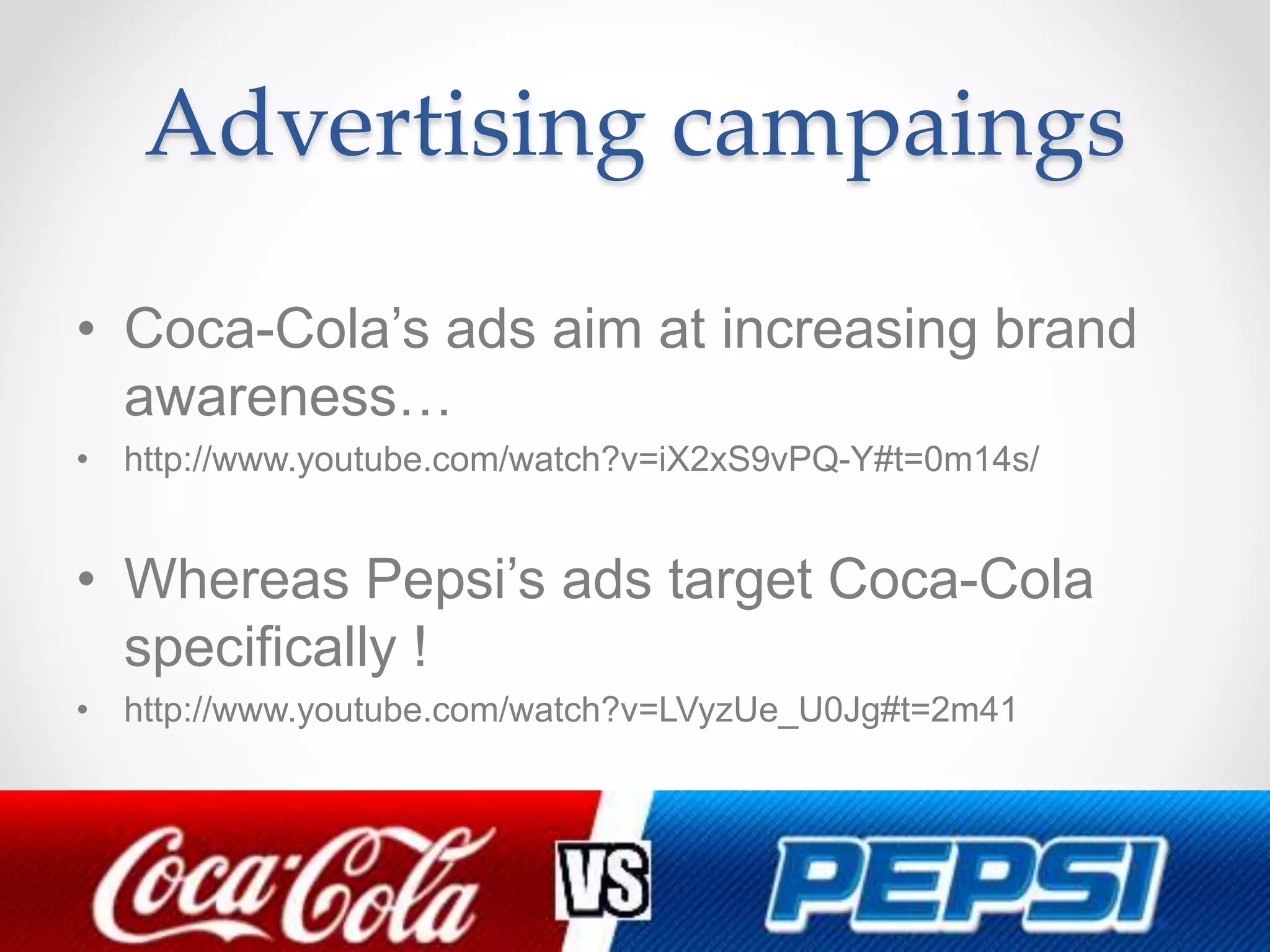 Coca cola-vs-pepsi | PPTX | Marketing and Advertising | Business