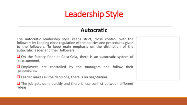 Leadership style of Coca Cola Company | PPTX