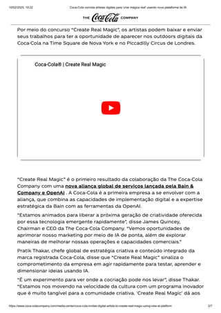 Coca-Cola convida artistas digitais para 'criar mágica real' usando ...