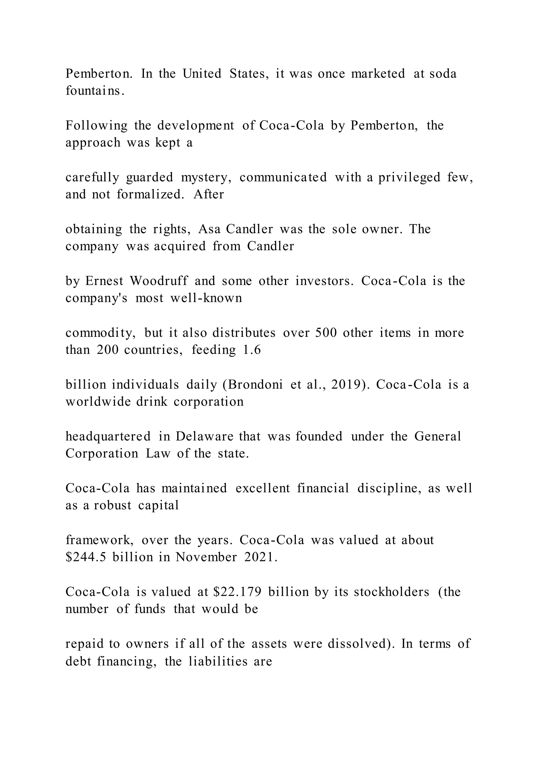 COCA-COLA FINANCIAL RATIOS FOR ANALYSIS 20211COCA-COLA FINANCIA | DOCX