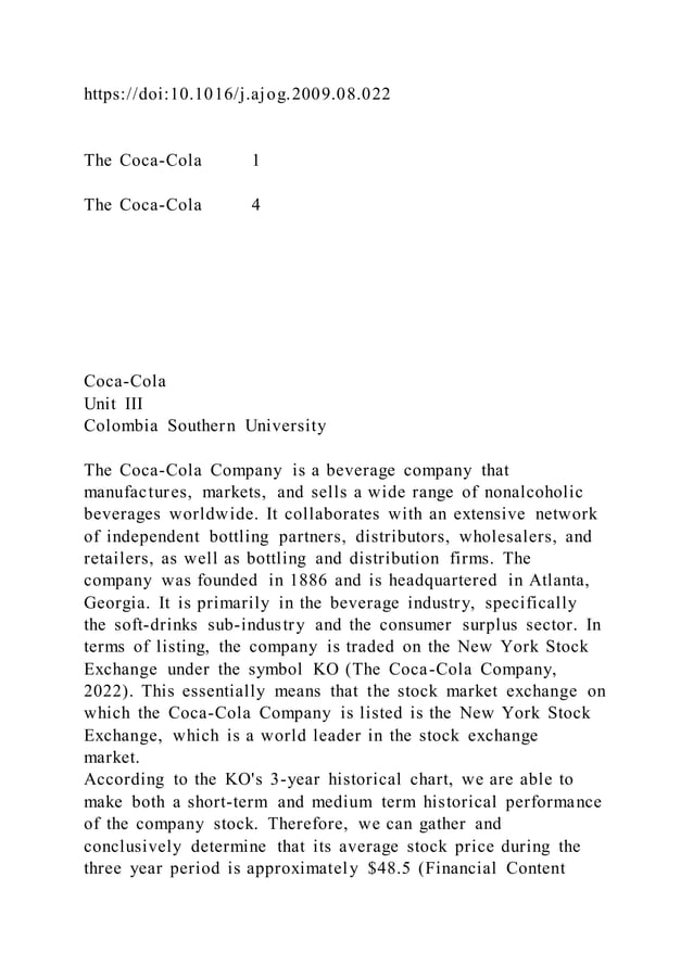COCA-COLA FINANCIAL RATIOS FOR ANALYSIS 20211COCA-COLA FINANCIA | DOCX ...