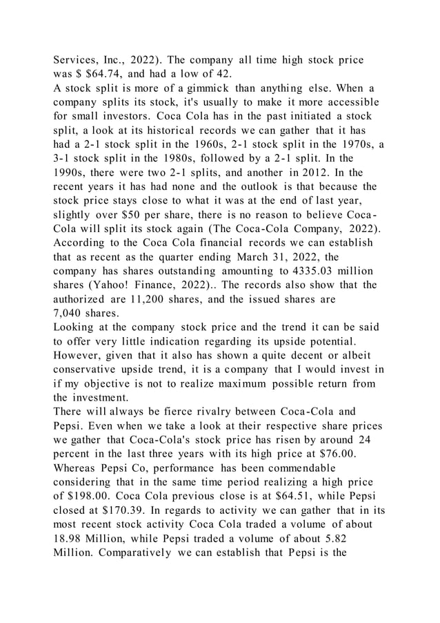 COCA-COLA FINANCIAL RATIOS FOR ANALYSIS 20211COCA-COLA FINANCIA | DOCX ...