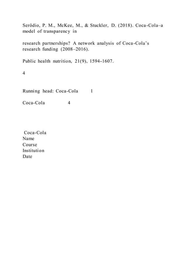 COCA-COLA FINANCIAL RATIOS FOR ANALYSIS 20211COCA-COLA FINANCIA | DOCX ...