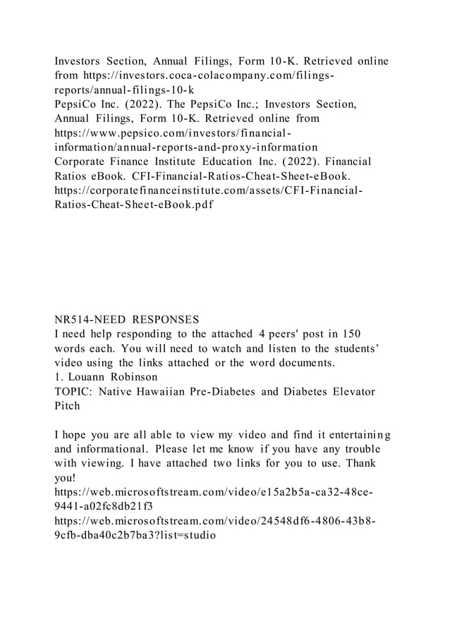COCA-COLA FINANCIAL RATIOS FOR ANALYSIS 20211COCA-COLA FINANCIA | DOCX ...