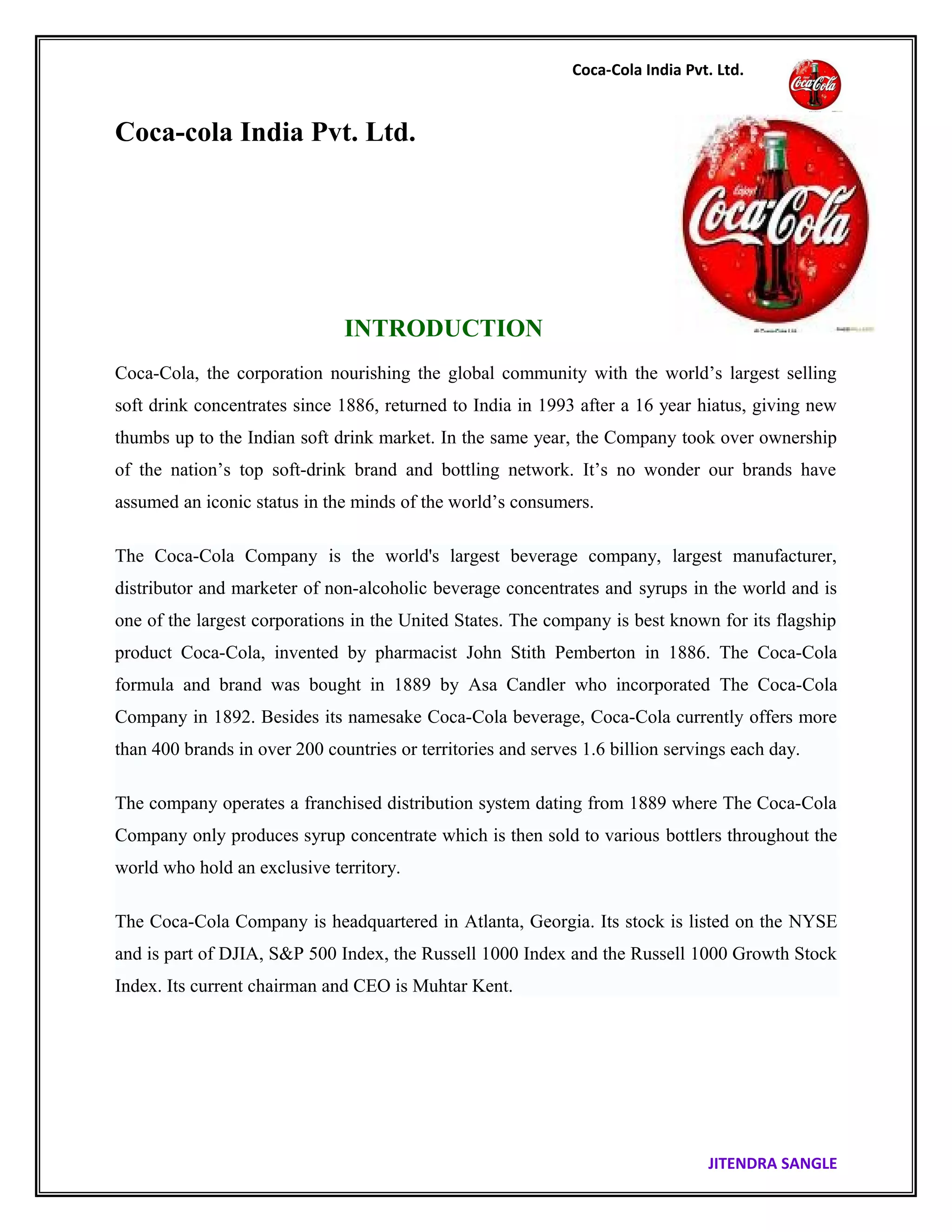 Coca cola india pvt. ltd. | DOC