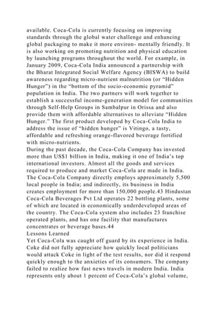 Coca-Cola is a brand name known throughout the entire world. It .docx ...