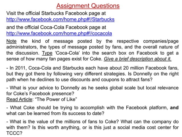 Coca cola on facebook-questions | PPTX