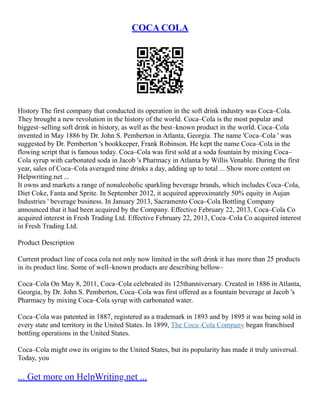 Coca-Cola Wars | PDF
