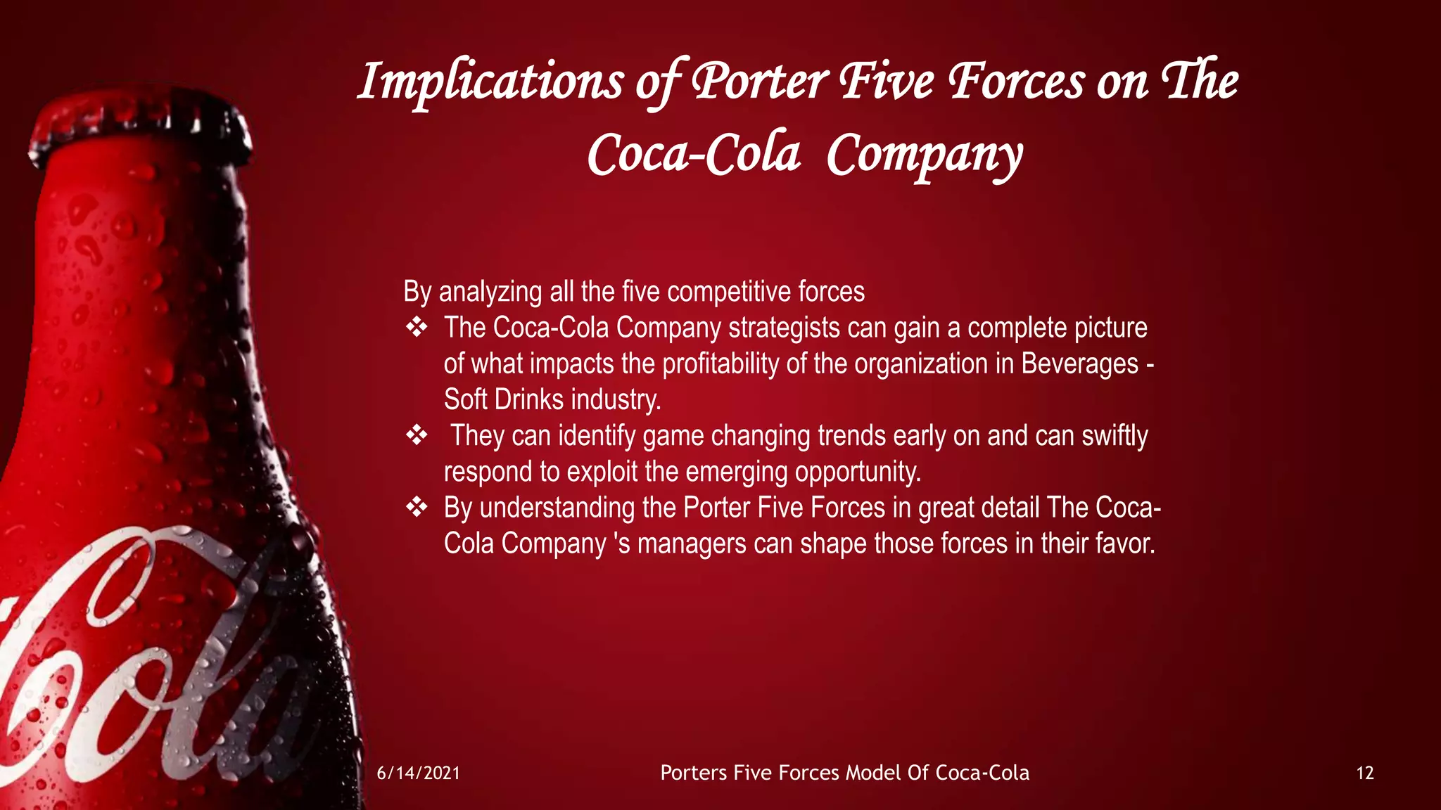 Coca Cola Vs Pepsi SWOT Analysis & Porters Model Of Coca Cola | PPTX