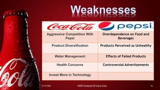 Coca Cola Vs Pepsi SWOT Analysis & Porters Model Of Coca Cola | PPTX