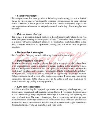 Strategic Management of Coca Cola Company | PDF