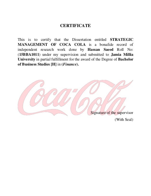 Strategic Management of Coca Cola Company | PDF
