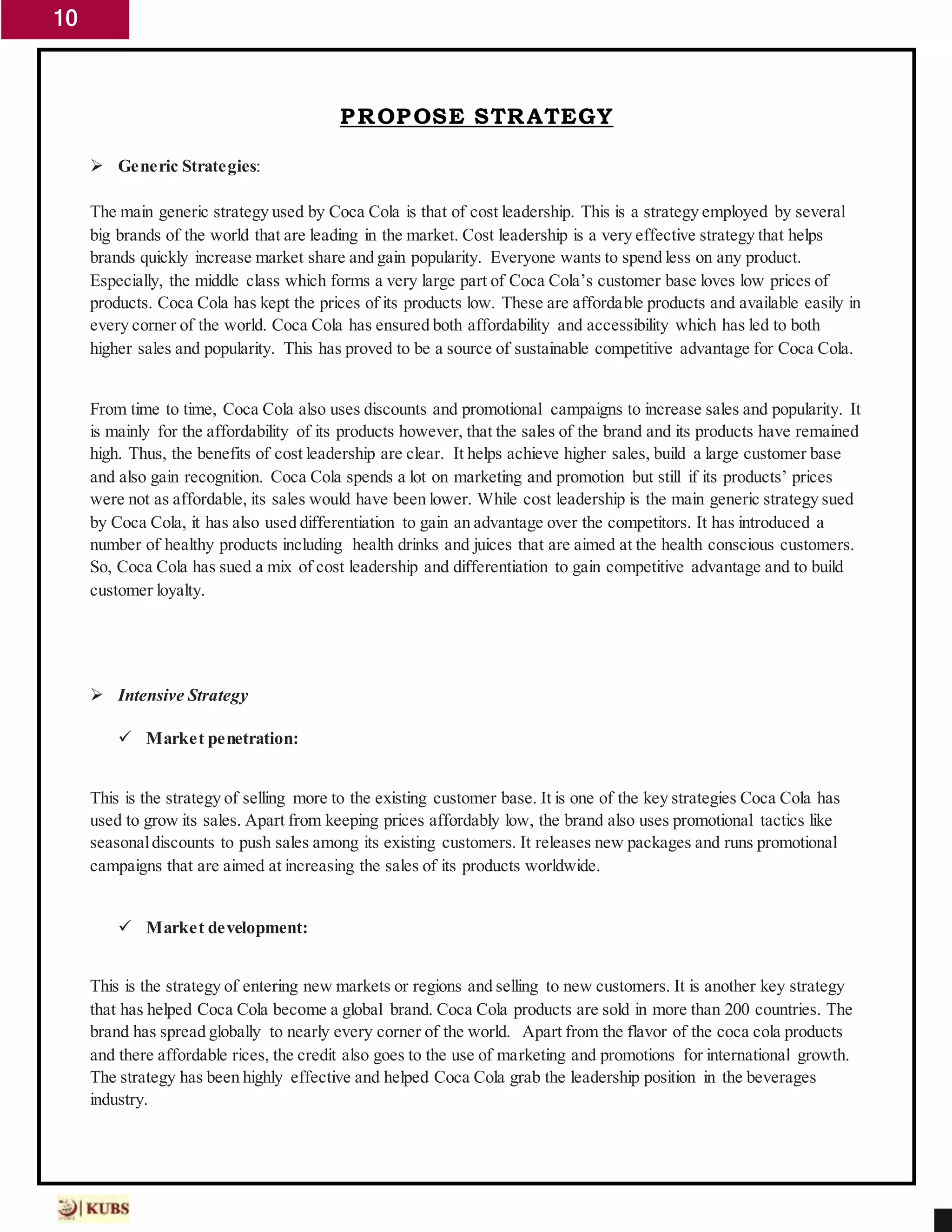 Coca cola business plan | DOCX